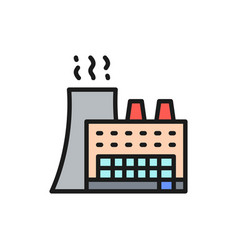 Factory building red icon in the flat style Vector Image