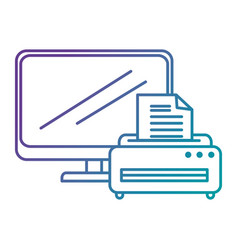 Computer desktop with printer Royalty Free Vector Image