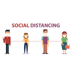 Keep your distance font design with kids showing Vector Image