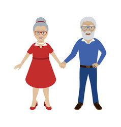 Elderly couple standing and holding hands Vector Image