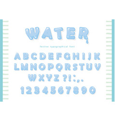 Letters numbers and symbols of water Royalty Free Vector