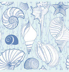 Seashell seamless pattern summer holiday marine Vector Image