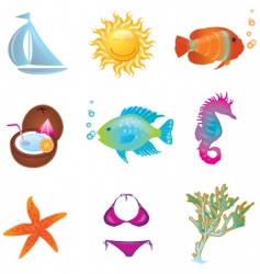 Cute fish big set clipart bundle with underwater Vector Image