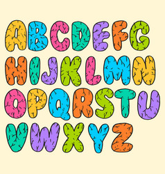 Hand drawn doodle funny font set sketch cute Vector Image