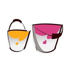 Six colourful buckets Royalty Free Vector Image