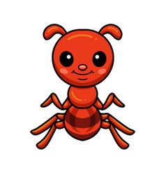 Cute little red ant cartoon holding a flower Vector Image
