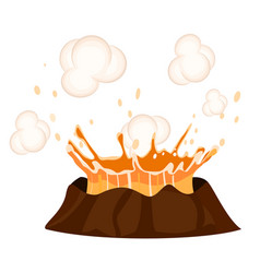 Volcano eruption and lava drawing Royalty Free Vector Image
