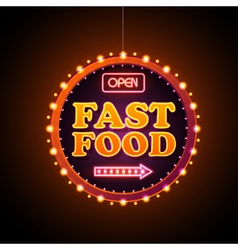 Food delivery neon sign smartphone in hands Vector Image