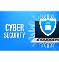 Cyber security logo with shield and check mark Vector Image