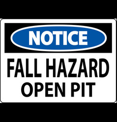 Safety first sign fall hazard - open pit Vector Image