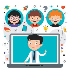 Online learning concept with cartoon character Vector Image