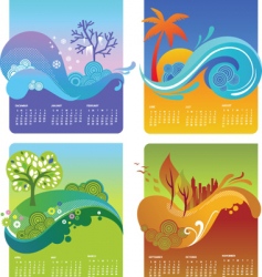 Four seasons landscape with trees Royalty Free Vector Image