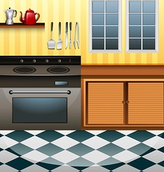 Cartoon kitchen counter with appliances Royalty Free Vector