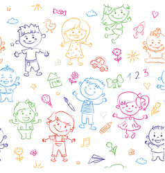 Pattern of children drawings Royalty Free Vector Image