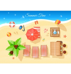 Top view of the resort town park road cars sea Vector Image