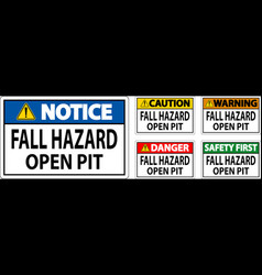 Safety first sign fall hazard - open pit Vector Image