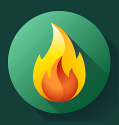 Red fire flat icon isolated on white background Vector Image
