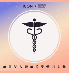 Banner with hermes staff caduceus and runes Vector Image