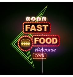 Food delivery neon sign smartphone in hands Vector Image