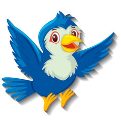 Cute blue bird cartoon character Royalty Free Vector Image