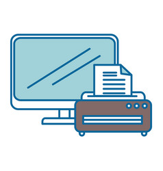 Computer desktop with printer Royalty Free Vector Image