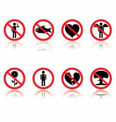 Prohibition sign icon set for public park Vector Image
