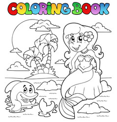 Coloring book octopus theme 1 Royalty Free Vector Image