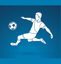 Soccer player running and kicking a ball action Vector Image