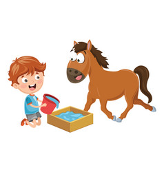 Children gardening and planting Royalty Free Vector Image