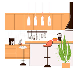 Modern kitchen interior in flat style Royalty Free Vector
