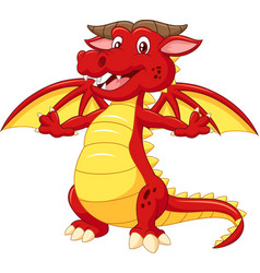 Little red dragon cartoon character funny animal Vector Image