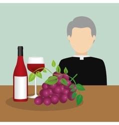 Catholic priest with religious symbols flat style vector by Seamartini ...