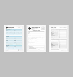 Clean application form for admission document Vector Image