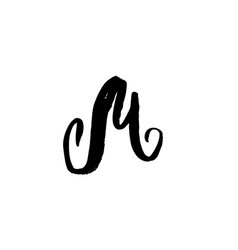 Hand painted letter m dry brush modern lettering Vector Image