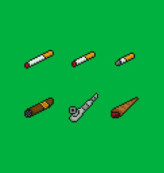 Pixel art set - 8 bit green Royalty Free Vector Image