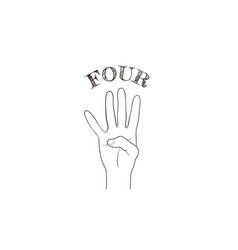 Sign language number 4 Royalty Free Vector Image