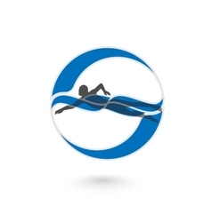 Swimmer athlete sports logo Royalty Free Vector Image