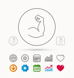 Biceps muscle icon bodybuilder strong arm sign Vector Image