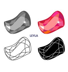 Low poly colored black outline template gems cut Vector Image