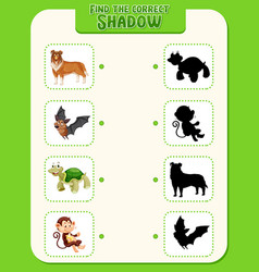 Shadow matching game farm animal coloring page Vector Image