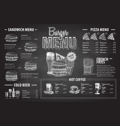 Vintage chalk drawing burger menu design Vector Image
