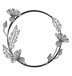 Botanical round frame retro floral border circle Vector Image