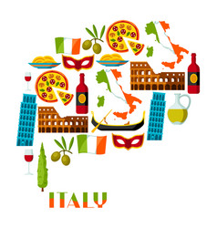 Italy icons set italian symbols and objects Vector Image