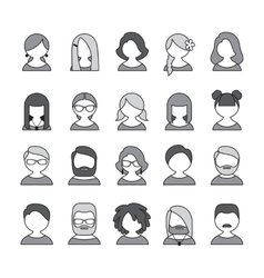 Users icon set in linear style various funny Vector Image