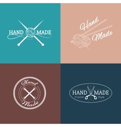 Set of stylish white logos for handmade Royalty Free Vector