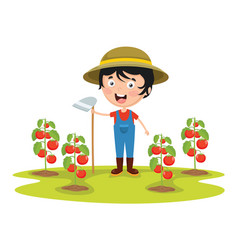 Children gardening and planting Royalty Free Vector Image