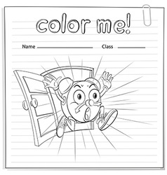 A color me worksheet with clock Royalty Free Vector Image