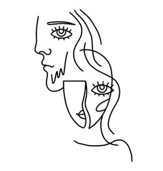 Face a beautiful young woman line art 1 Royalty Free Vector