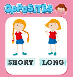 Opposite adjectives short and long Royalty Free Vector Image