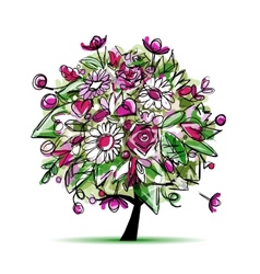 Spring tree with flowers for your design Vector Image